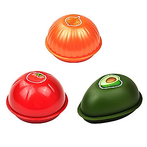 BESTONZON 3pcs Food Storage Box Fresh Storage Bowls Onion Avocado Tomatoes Shape Crisper Containers