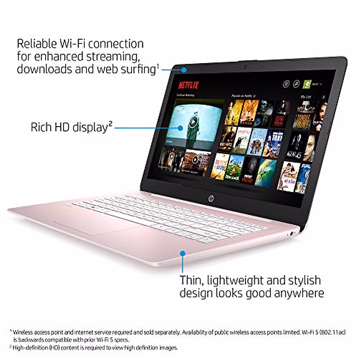 HP Stream 14-Inch Laptop, Intel Celeron N4000, 4 GB RAM, 32 GB eMMC, Windows 10 Home in S Mode With Office 365 Personal For 1 Year (14-cb184nr, Rose Pink)