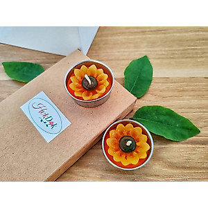 HukDok Flower Shape Tealight Candles for Birthday Party Home Décor Spa Wedding Anniversary Valentine's Day Mother's Day Celebration Baby Shower Decoration. (Sunflower)