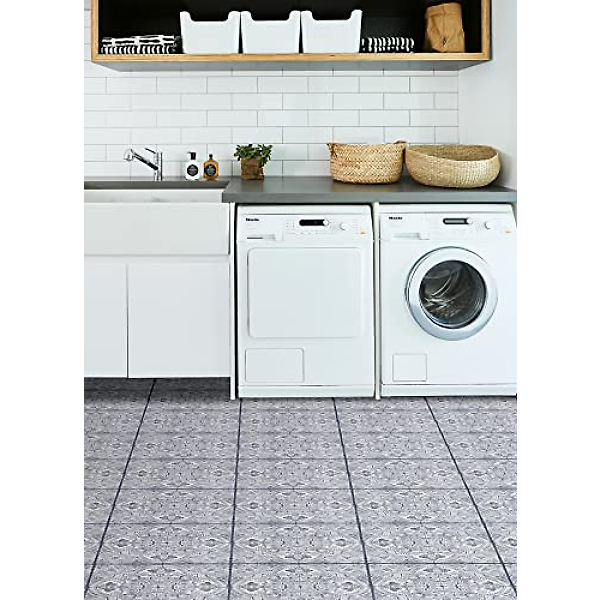 FloorPops Hastings Peel & Stick Floor Tiles, Blue
