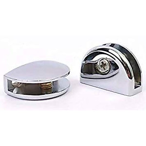 BSM Marketing Set of 2 500mm x 100mm 6mm Thick Toughened Glass Shelves with Large Chrome Finish Shelf Supports