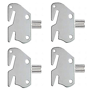 SDTC Tech 4 Sets Wooden Bed Rail Hook Plates #10 Bed Frame Bracket Headboard Footboard Hook Supports with Mounting Pins for Bed Parts Replacement or New Bed Constructions