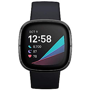 Fitbit Sense Advanced Smartwatch with Tools for Heart Health, Stress Management & Skin Temperature Trends, Carbon/Graphite, One Size (S & L Bands Included) (Renewed)