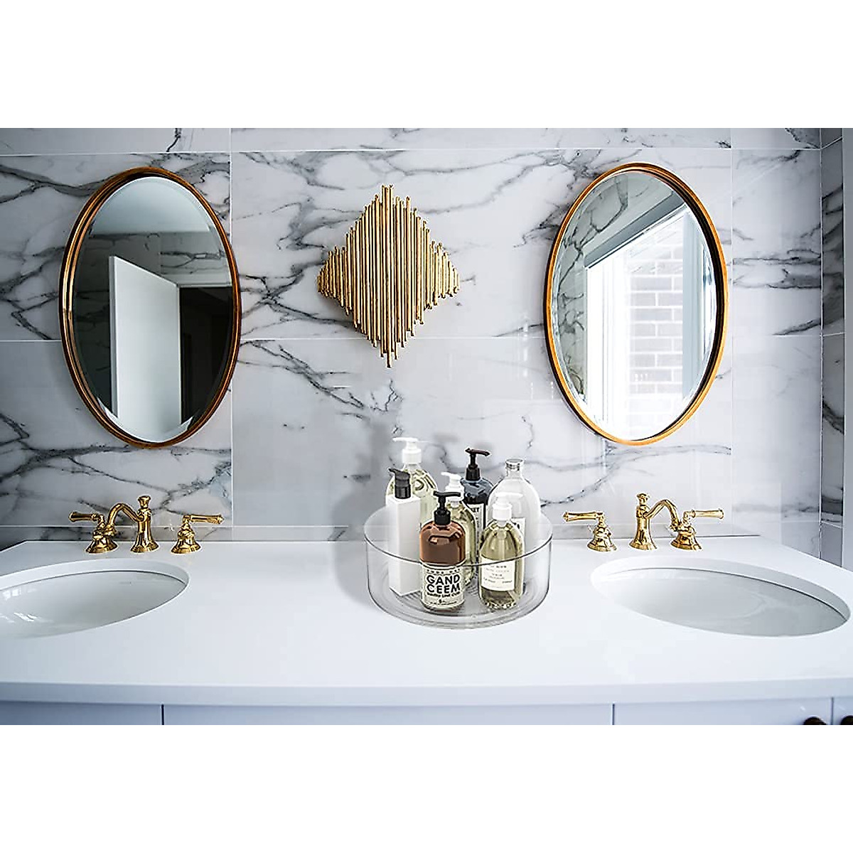 2 Pcs 9 Inch Round Lazy Susans - G.a HOMEFAVOR Clear Rotating Turntable 360° Organization & Storage Container Bins for Cabinet, Fridge, Countertop, Kitchen - Spinning Organizer for Spices, Condiments