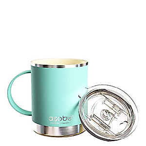 asobu Ultimate Stainless Steel Ceramic Inner Coating Coffee Mug with Double Walled Copper Lining Insulation,12 Ounces - Valentin's Day Gift (Mint Green)