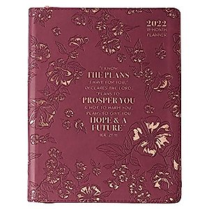 Christian Art Gifts 2022 - 18 Month Women's Personal Planner I Know the Plans Jeremiah 29:11, Aug 2021-Jan 2023, Plum Faux Leather, Zipper Closure, Large