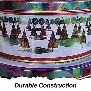 hadaaya Pack of 3 Round Tin Containers With Lids, Snowfall Themed Festive Cookie Tins For Cookies, Candies, Popcorn and many more | Tins For Gift Giving