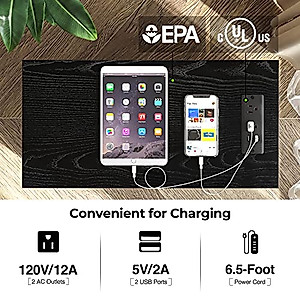 Rolanstar Computer Desk L Shaped 59'' with LED Lights and Power Outlets, Reversible L Shaped Gaming Desk Bundle End Table with Charging Station, Narrow Side Table with 2 Wooden Drawers