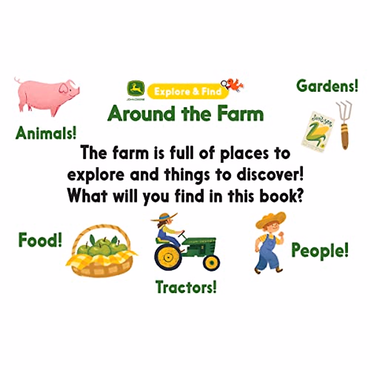 John Deere Around the Farm Explore & Find - A Hidden Look for the Pictures Beginner Board Book for Preschoolers and Toddlers Filled with Tractors, ... and More! (John Deere Explore & Find)