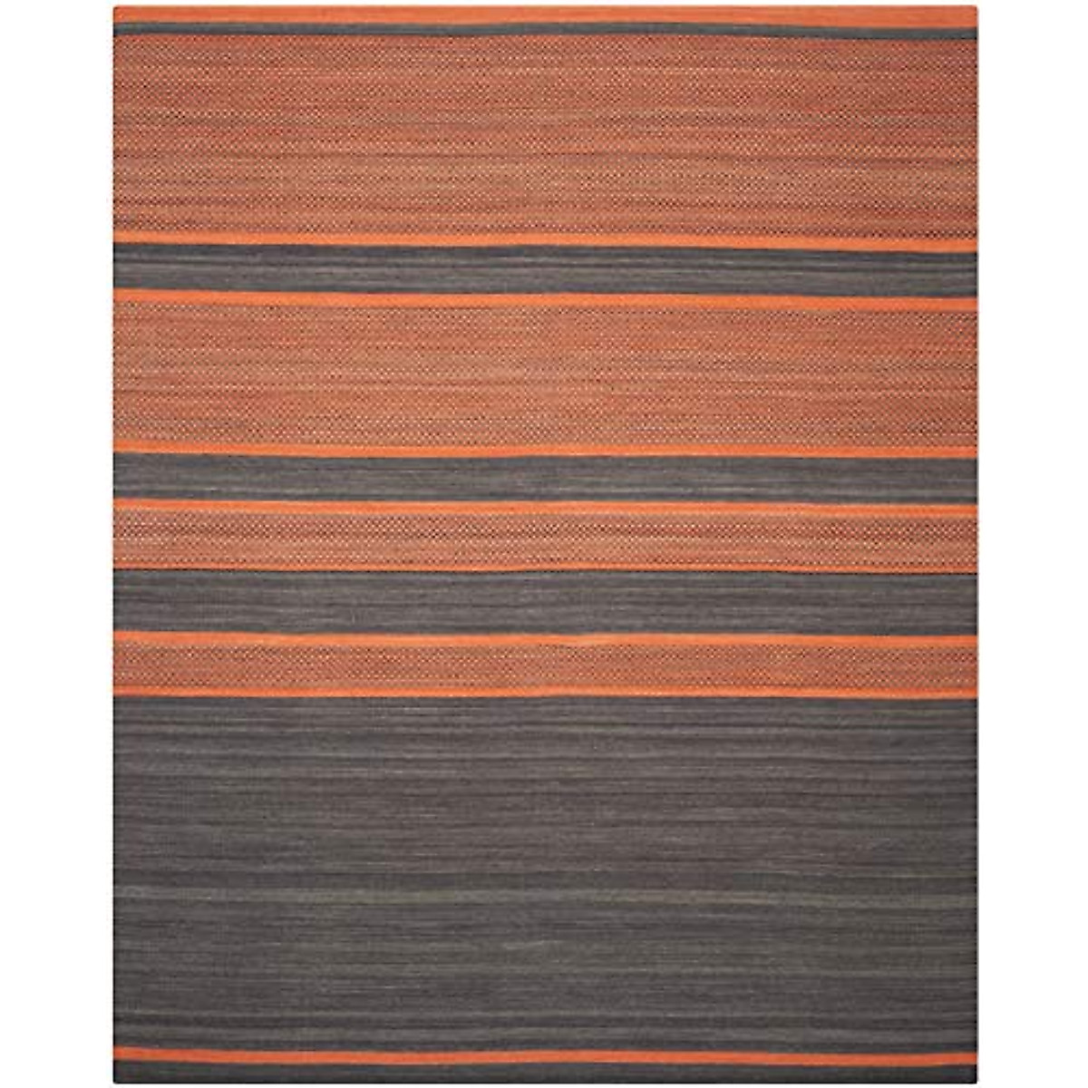 SAFAVIEH Kilim Collection Area Rug - 9' x 12', Dark Grey & Orange, Handmade Flat Weave Wool, Ideal for High Traffic Areas in Living Room, Bedroom (KLM952C)