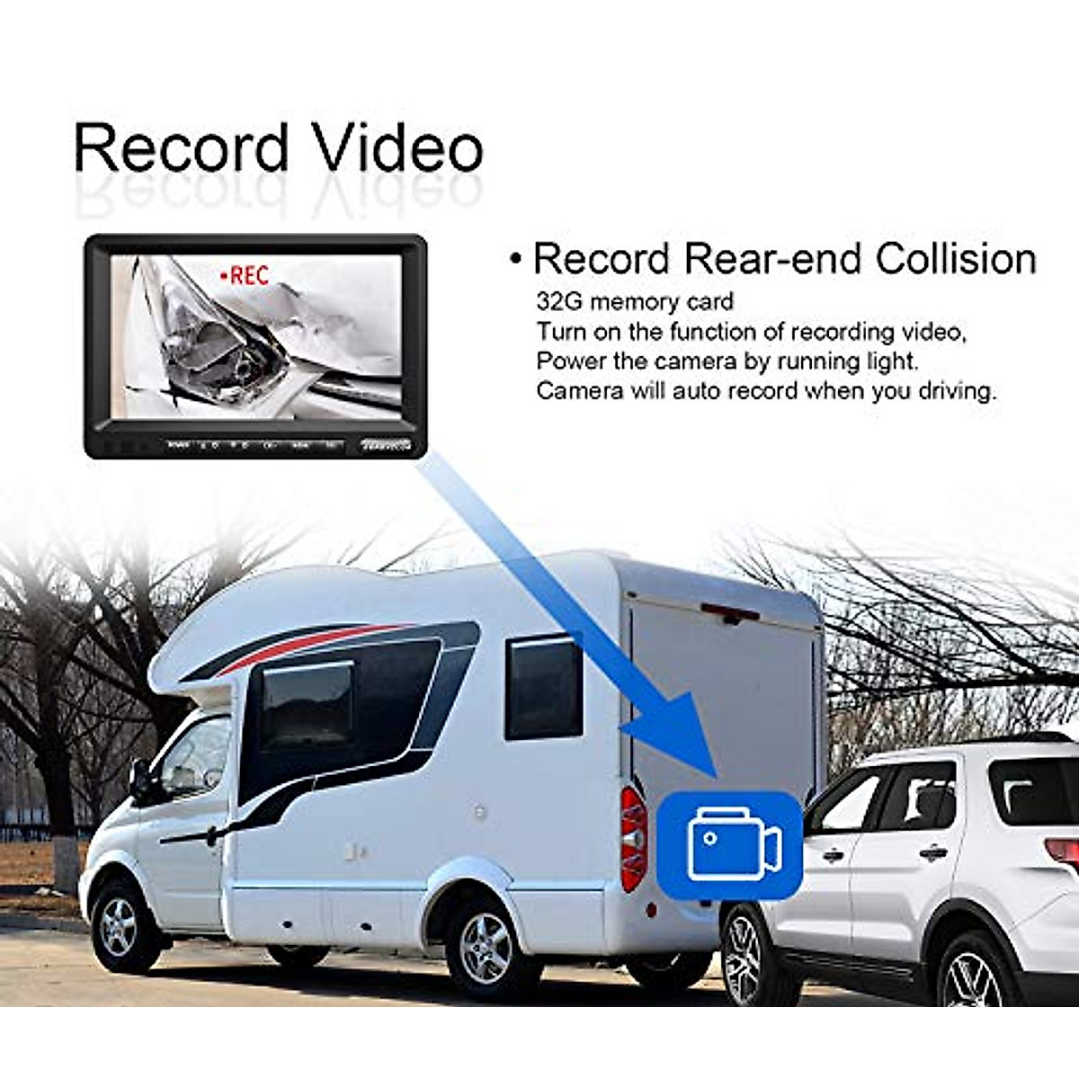 ZEROXCLUB HD Digital Wireless Backup Camera for RV/Truck/Trailer/Van/Bus, 7 Inch HD 1080p LCD Monitor and IP69 Waterproof Rear Camera System,HDCVI Signal,Night Vision,Record(SW01-black)