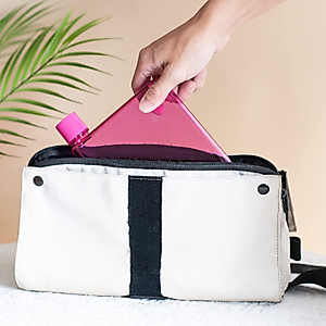 Reusable Slim Flat Water Bottle 420ml Portable - Fits in Pocket &Random Corner.Portable Cup for School,Sports, Travel, Dining Time