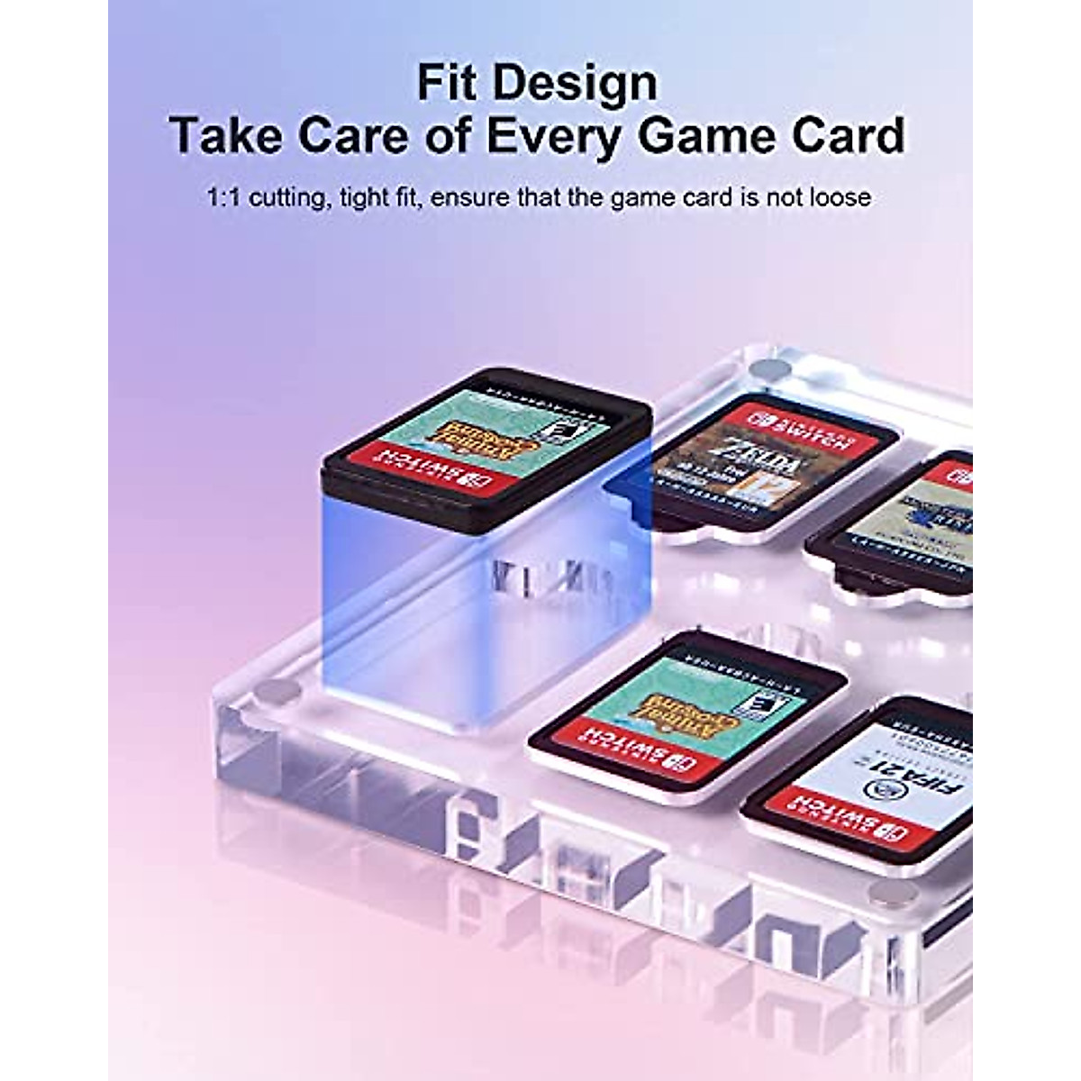 Hagibis Game Card Case for Nintendo Switch, 6 Cartridge Slots Holder Protective Shockproof Display Cabinet, Transparent Acrylic Game Storage Box for Switch NS NX (6 Slots)