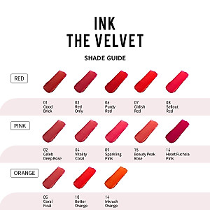 Peripera Ink the Velvet Lip Tint | High Pigment Color, Longwear, Weightless, Not Animal Tested, Gluten-Free, Paraben-Free | #007 GIRLISH RED, 0.14 fl oz