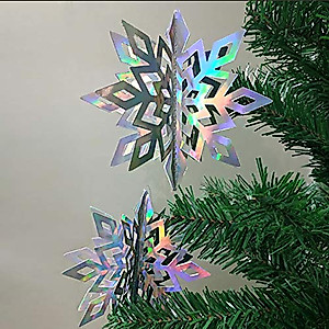 3D Iridescent Snowflake Decorations Holographic Snow Flakes Garland Winter Wonderland Frozen Theme Party Hanging Streamer Backdrop Decor Banner Christmas New Year Baby Shower Birthday Party Supplies
