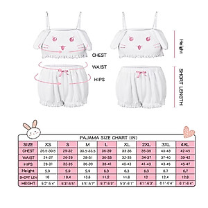 Landofgenie Kawaii Anime Cute Pajamas Set for Women Sweet Lovely Velvet Tube Top and Shorts Sleepwear Suits White XS