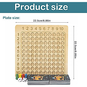 HOTBEST Wooden Math Multiplication Board Montessori Children Counting Toy Educational Multiplication Board Game Wooden Math Blocks Board for Toddlers Kids Over 3 Years Old