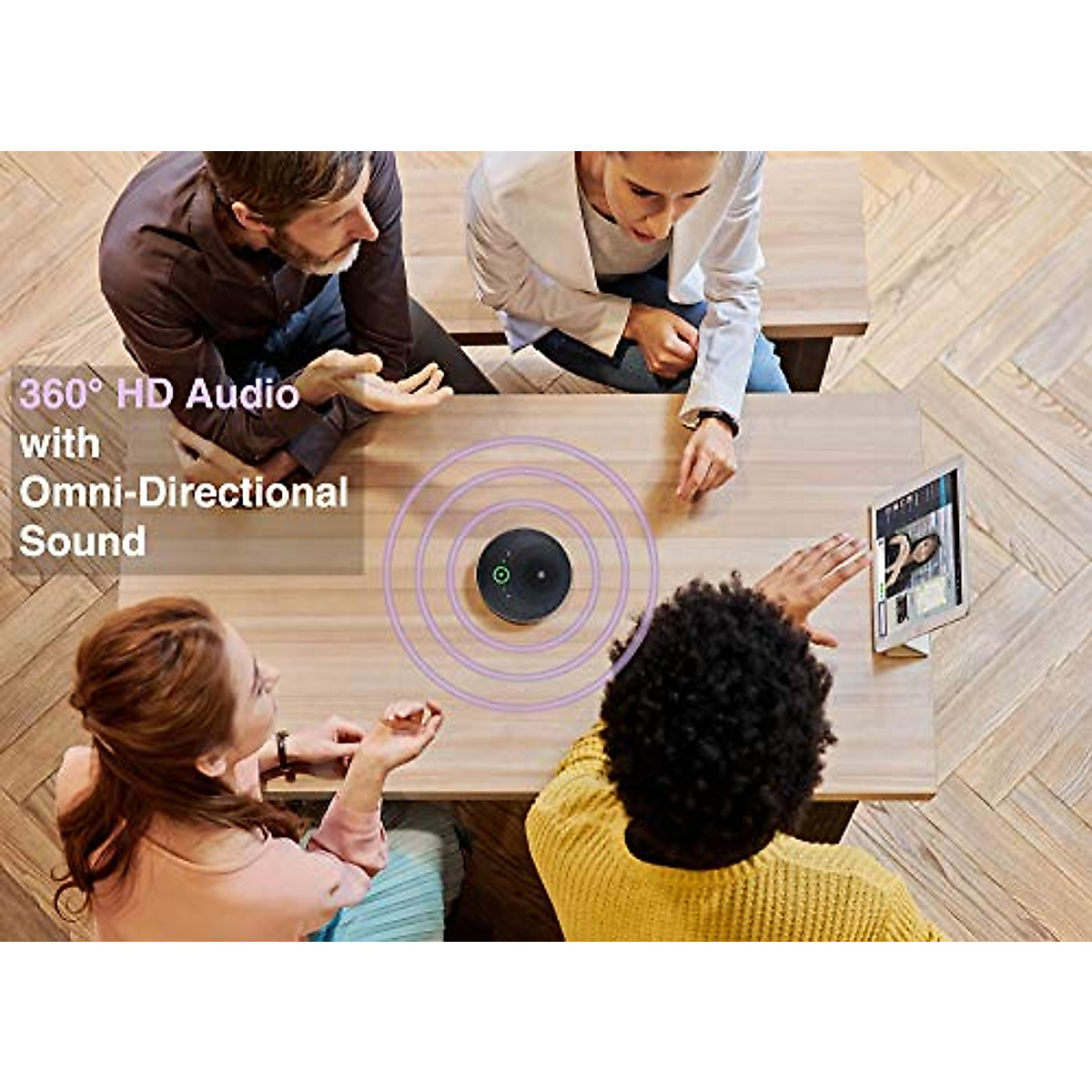 YAMAHA YVC-200 Portable USB & Bluetooth Speakerphone, Hold Meetings Anywhere, Noise Reducing Conference Phone with 10-Hour Rechargeable Battery Life