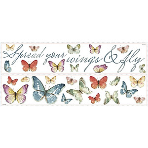 RoomMates RMK3263SCS Lisa Audit Butterfly Quote Peel and Stick Wall Decals