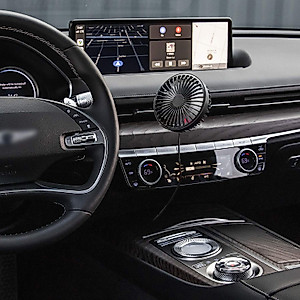 Zuvas Car Fan USB Fan with Night Light, 360° Rotation Clip Fan for Vehicle Air Circulation, 3 Wind Speed Air Conditioner Cooling Fan for Car Truck SUV RV Outdoor, Black