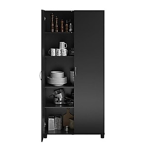 Pemberly Row Transitional 36" Utility Storage Cabinet in Black