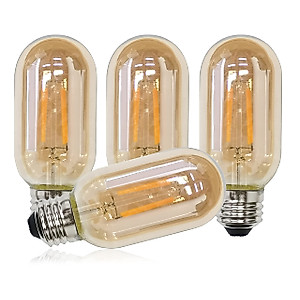 CTKcom T45 E26 Amber Antique LED Edison Light Bulb,T14 LED Tubular Vintage Antique Dimmable led Bulb,2 Watt 120V 2200K Warm White 120 lumens 25 Watt Equivalent,4 Pack