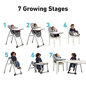 Graco Table2Table Premier Fold 7 in 1 Convertible High Chair | Converts to Dining Booster Seat, Kids Table and More, Landry, 15x19.29x27 Inch (Pack of 1)