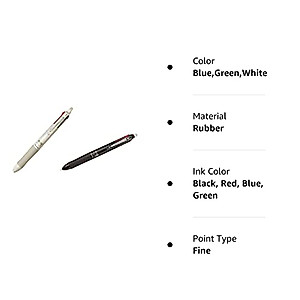 Pilot Frixion Ball 4, 4 Colors Gel Ink Multi Pen(Black, Red, Blue and Green), Black Body and White Body, LKFB-80EF-B/LKFB-80EF-W, 0.5mm
