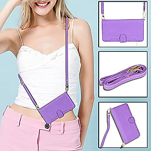 EAXER for Samsung Galaxy Z Fold3 5G Case, Wallet Case Magnetic PU Leather Wallet Card Holder Zipper Straps Phone Protective Case Cover (Purple)