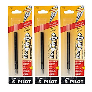 Pilot Better/EasyTouch/Dr Grip Retractable Ballpoint Pen Refills, 1.0mm, Medium Point, Red Ink, 3 packs of 2, 6 refills