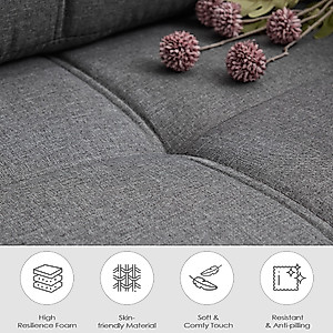 TYBOATLE 88" W Modern 3 Seater Sofa Couch, Fabric Linen Deep Seat Mid Century Couches w/ 2 USB Charging Ports and Upholstered Cushions, Comfy Sofas for Living Room, Bedroom, Apartment (Dark Gray)