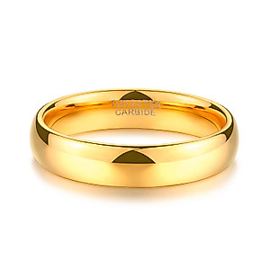 TRUMIUM 4mm Tungsten Wedding Band Ring for Men Women Gold Plated Domed High Polished Comfort Fit 8.5
