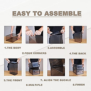 AOTENG STAR Drop Front Shoe Boxes 12 Pack Shoes Storage Containers Organizer Stackable,Plastic Shoe Storage Box Sneaker Cases for Closets Entryway Bedroom Garage,Fits Men's US Size 5.0-10