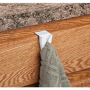 Gadjit Kitchen Towel & Plastic Bag Hanger (Pack of 3) - Clever Device Hangs Over Any Cabinet Door or Drawer (3/4" to 7/8" Front Panel Depth) to Create an Instant Towel or Waste Bag Holder (White)