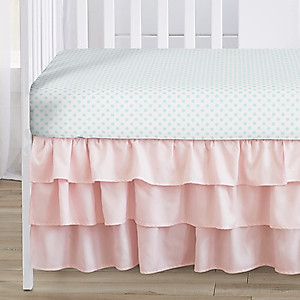 Sweet Jojo Designs Navy Blue and Pink Watercolor Floral Baby Girl Nursery Crib Bedding Set - 4 Pieces - Blush, Green and White Shabby Chic Rose Flower Polka Dot