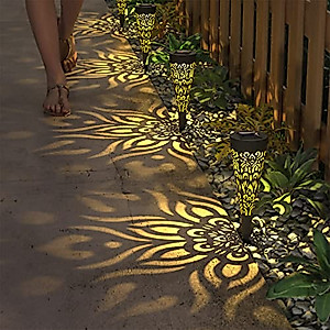 EKQ 6 Pack Solar Lights Outdoor Decorative Solar Garden Lights Waterproof with Warm Light Solar Pathway Lights for Patio Path Backyard Walkway Yard Garden Decor