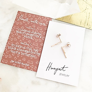 HONEYCAT Lucy Tiny Drop Bar Studs in Gold, Rose Gold, or Silver | Minimalist, Delicate Jewelry (Rose Gold)