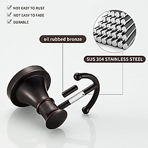 WOLIBEER Bronze Towel Hook, Bathroom Double Hook Oil Rubbed Robe Hook Wall Mount Shower Hand Towel Hanger Farmhouse Coat Hooks Stainless Steel Bath Accessories