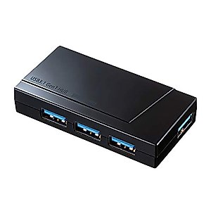 Sanwa Supply USB-3H417BK USB 3.1 Gen1 Hub, 4 Ports (Bus Power), Magnetic, Black