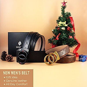 DOOPAI Belt Men, 2 Pack Ratchet Belt Dress Adjustable 1 3/8" Genuine Leather Belt, Designer Belts for Men Metal Buckle, Belt Size Length Can be Cut, with Gift Box