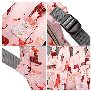 Starte Deer Cartoon Diaper Bag for Mom/Dad,Waterproof Travel Backpack,Spacious Tote Shoulder Bag Organizer,Pink