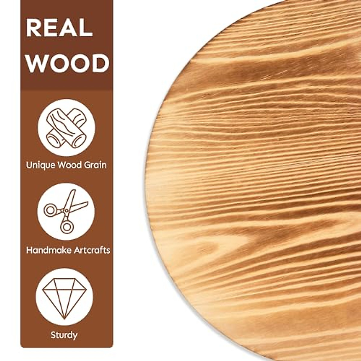 HULISEN Wood Risers for Decor, 10 Inch Round Wooden Pedestal Stand for Indoor Plant Pot Riser, Set of 2 Farmhouse Rustic Decorative Display Tray for Kitchen Counter and Bathroom Table (Natural)