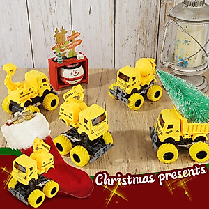 3 otters Mini Construction Vehicles, 4PCS Truck Construction Toys Friction Powered Car for Kids, Easter Basket Stuffers Fillers, Classroom Prize Supplies