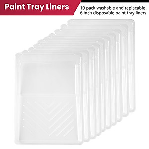 Mister Rui Paint Tray, 12 Pack, 6 Inch Paint Tray with Liners, Paint Roller Tray Kit with 4 Inch Roller Frame, Plastic Paint Tray, Disposable Paint Tray Liners for Home Improvement