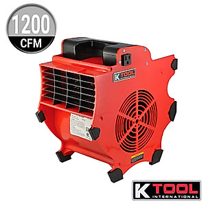 K Tool International 77700; Big Chill Workforce Blower, 3 Speed Motor with Built-in Overload Protection, 4 Angle Position, Indoor and Outdoor Use, Heavy Duty Design Impact Resistant ABS, 1200 CFM, Red