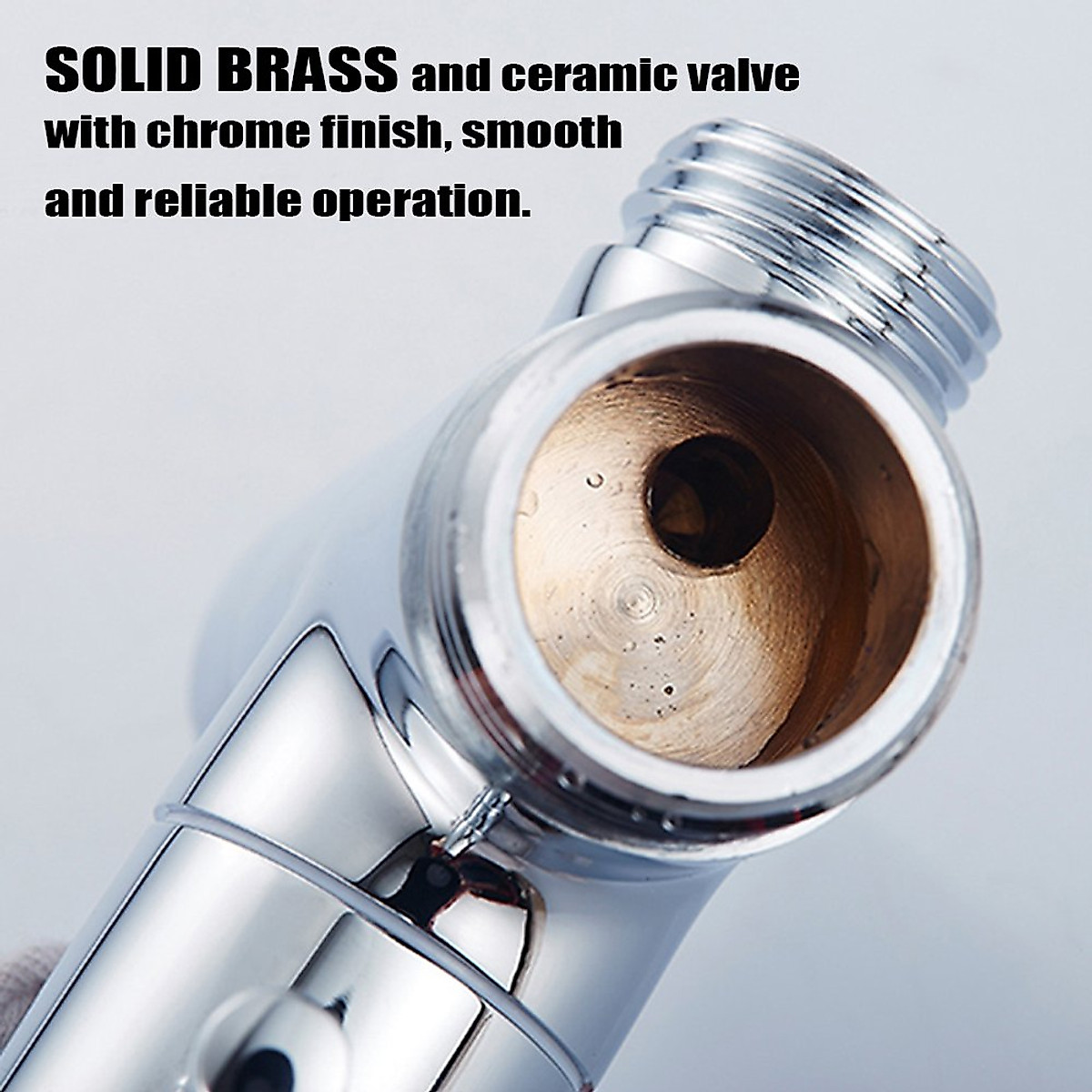 Bidet Valve Adapter 7/8"-Brass Hand Shower Diverter for Toilet Sprayer with Shut Off-3 Way Tee Water Diverter for Bathroom Faucet(Only T-Valve)