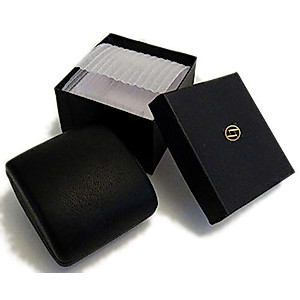 LILY TREACY PU Leather Earrings,Coin,Jewelry,Ring Box,Case, with LED Lighted up for Proposal,Engagement,Wedding,Gift (Black)