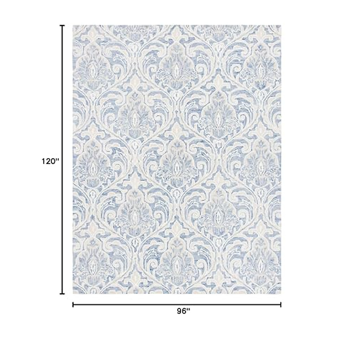 SAFAVIEH Micro-Loop Collection Area Rug - 8' x 10', Blue & Ivory, Handmade Wool, Ideal for High Traffic Areas in Living Room, Bedroom (MLP532M)