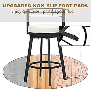 PatioFestival Patio Swivel Bar Stools Set of 2,Outdoor High Bistro Stools&Bar Chairs with Curved Backrese,Morden Cushioned All-Weather Bar Dining Chair Patio Furniture for Deck Lawn Garden