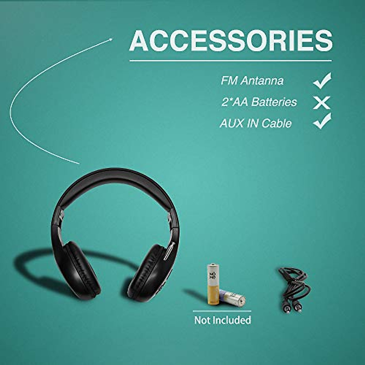 Portable Personal FM Radio Headphones Ear Muffs with Best Reception, Wireless Headset with Built in Radio for Mowing, Jogging, Walking, Daily Works Powered by 2 AA Batteries (Not Included)